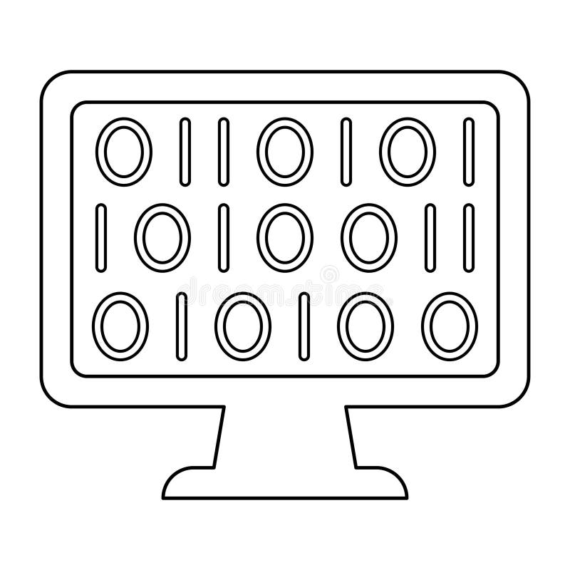 Binary Code Icon in Outline Style Stock Vector - Illustration of sign ...