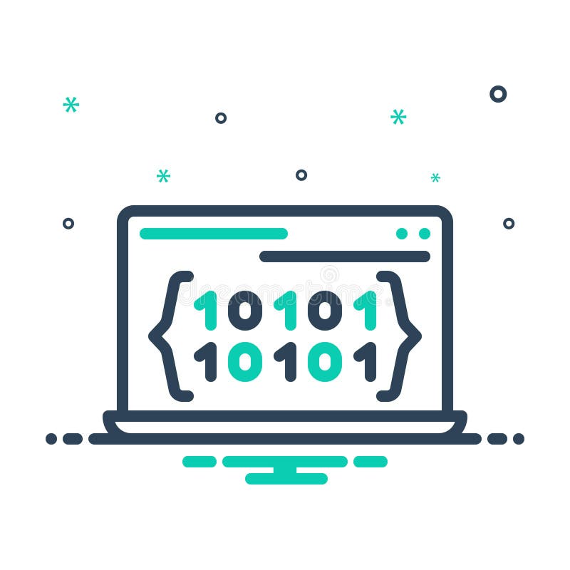 Mix Icon For Binary Code Binary Bit And Script Stock Vector Illustration Of Vector Coding