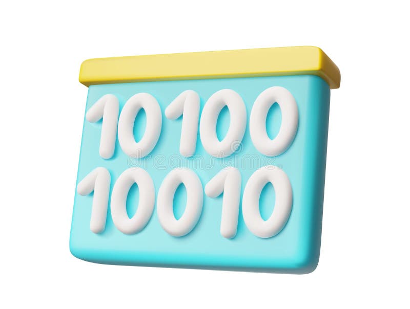 Binary Code Icon, 3D Cartoon Style Vector Concept of Computer Programming, Algorithm or Computer ...