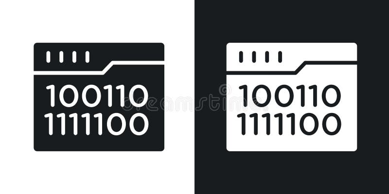Binary Code Icon Set Computer Software 01 Binary Data Vector Symbol Stock Vector Illustration