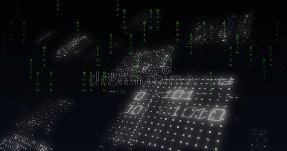 Binary Code Image Over Dark Background with Floating Numbers Stock Illustration - Illustration ...