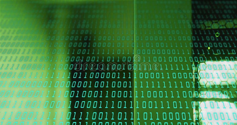 Binary Code Image Over Shadowy Figure in Green Background Stock Photo ...