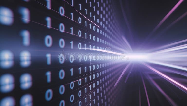 Binary Code with Light Effects Symbolizing Digital Technology Stock ...
