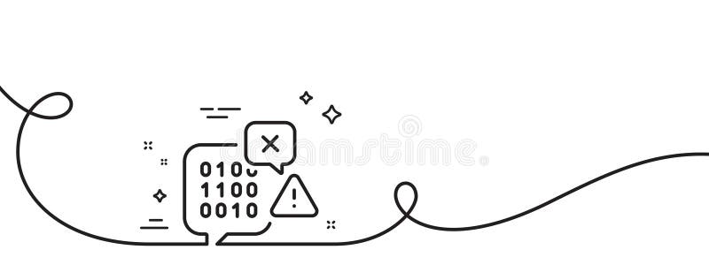 Binary Code Line Icon Ransomware Threat Sign Continuous Line With Curl Vector Stock Vector