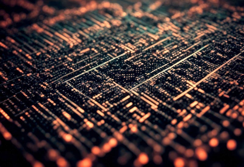 Binary Code Lines Depth Illustration 3d S Field Motherboard Background Computer from Processed ...