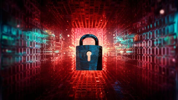 Binary Code Lock Visualize the Concept of Internet Safety and Personal Data Privacy As a ...