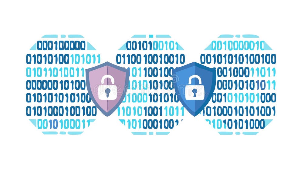 Binary Code with Locks, Data Security and Encryption, Vector Design Generative AI Stock Vector ...