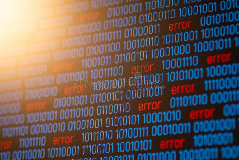 Binary Code of 1 and 0 with Many Error Inscriptions Stock Image - Image ...