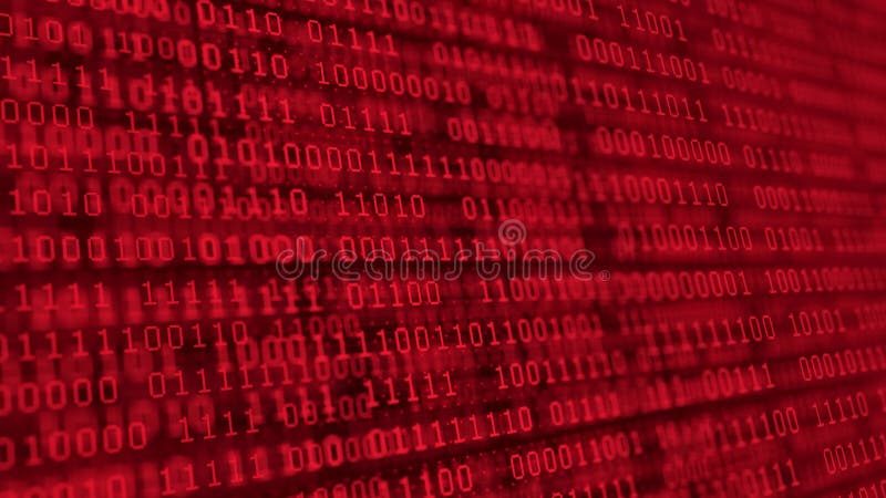 Binary Code Matrix Background With Red Digits Moving On Screen Algorithm Binary Data Code