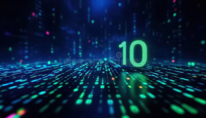 Binary Code Matrix Background, Tech Style Green Illuminated Numbers Stock Illustration ...