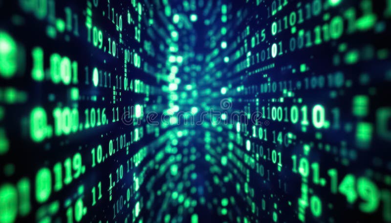 Binary Code Matrix Background, Tech Style Green Illuminated Numbers ...
