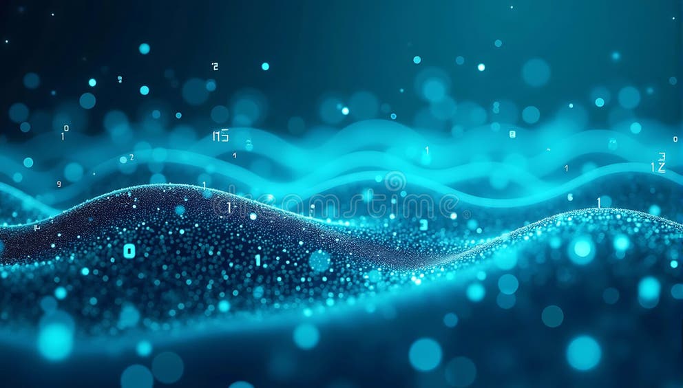 Binary Code Matrix on Dark Blue Canvas, Futuristic Digital Landscape ...