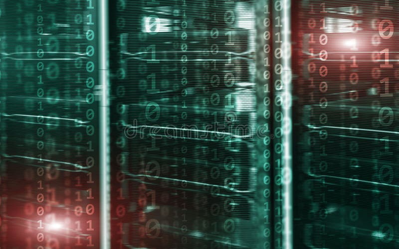 Binary Code Matrix Digital Internet Technology Concept on Server Room ...