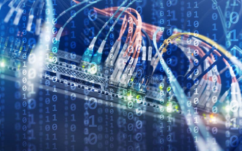 Binary Code Matrix Digital Internet Technology Concept on Server Room ...