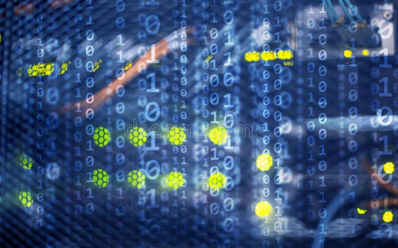 Binary Code Matrix Digital Internet Technology Concept on Server Room ...