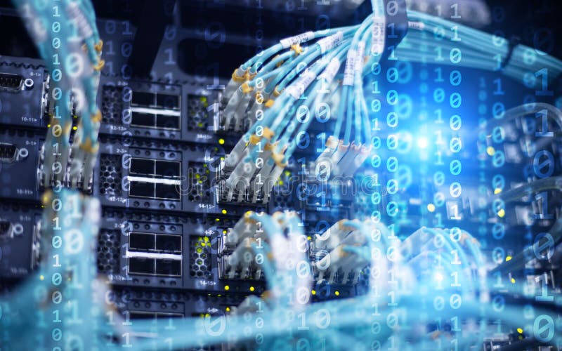 Binary Code Matrix Digital Internet Technology Concept on Server Room ...