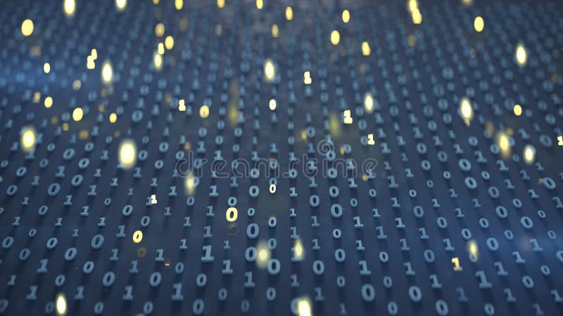 Binary Code Matrix with Glowing Symbols 3D Render Stock Illustration ...