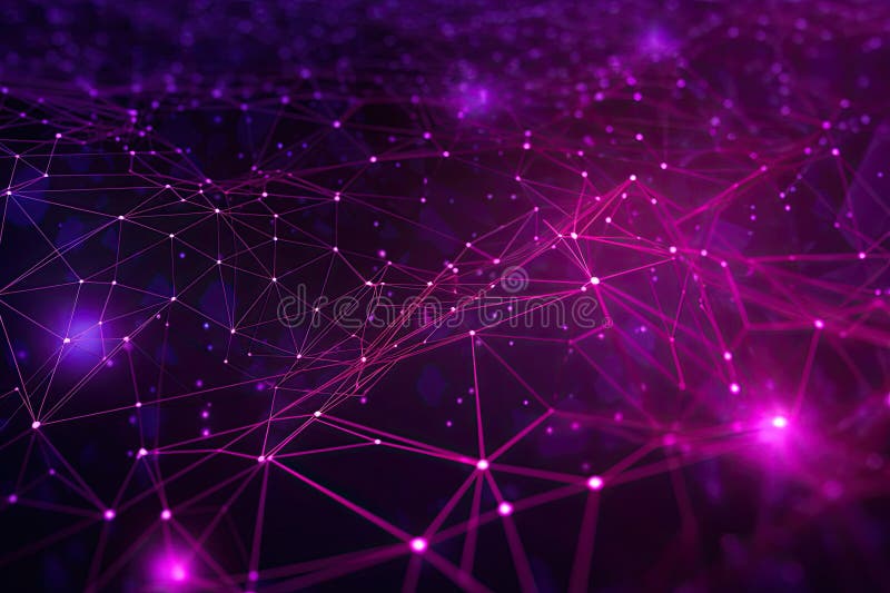 Binary Code Mesh Network with Geometric Shapes in Purple and Pink Stock ...