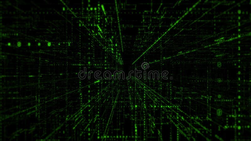 Binary Code Motion Background Grid Structure Of Numbers Digits Zero