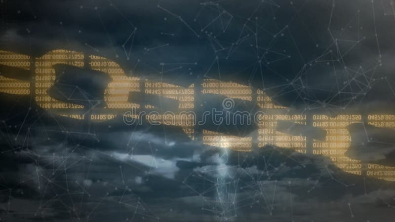 Binary Code and Network Connections Animation Over Stormy Sky Background Stock Video - Video of ...