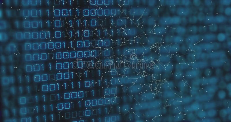 Binary Code and Network Connections, Digital Data Processing Image Stock Photo - Image of ...