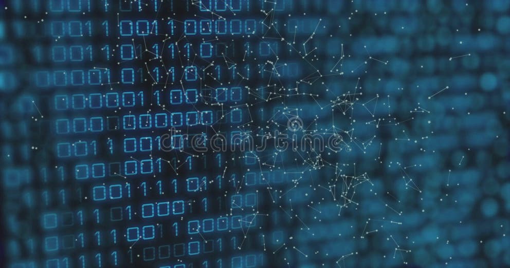 Binary Code and Network Connections, Digital Data Processing Image Stock Photo - Image of ...