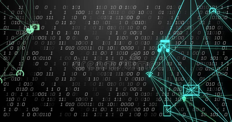Binary Code and Network Connections Image Over Dark Background Stock Photo - Image of ...