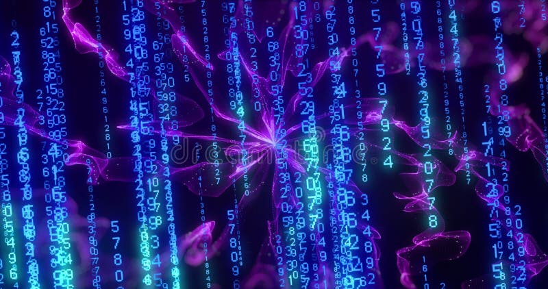Binary Code And Neural Network Image Over Abstract Digital Background