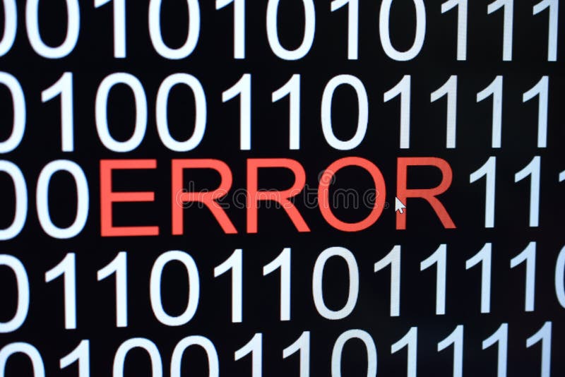 The Binary Code Number Background And Word Of Error In Red Color Stock