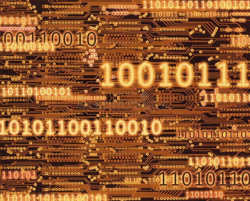 Binary Code Numbers on Circuit Board Background Stock Illustration - Illustration of blue, code ...