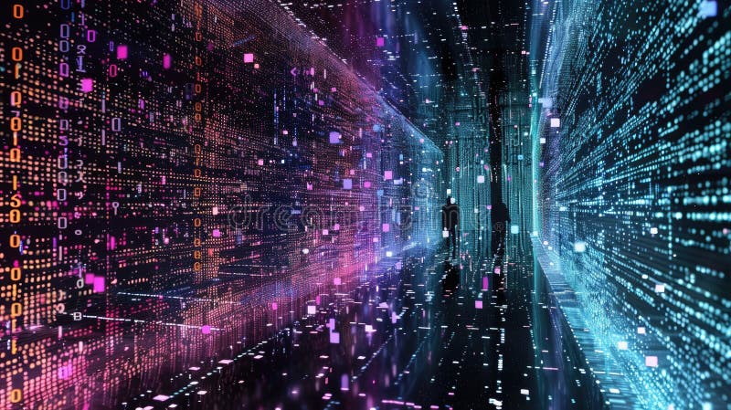 Binary Code Numbers Purple and Blue Colors Technology Background AIG535 ...