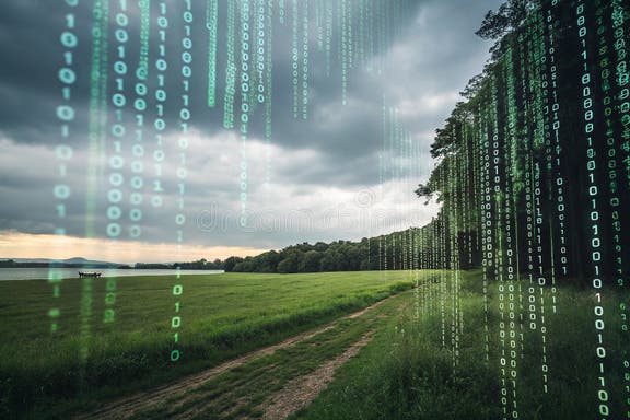 Binary Code Over Countryside Path Stock Illustrations – 1 Binary Code Over Countryside Path ...