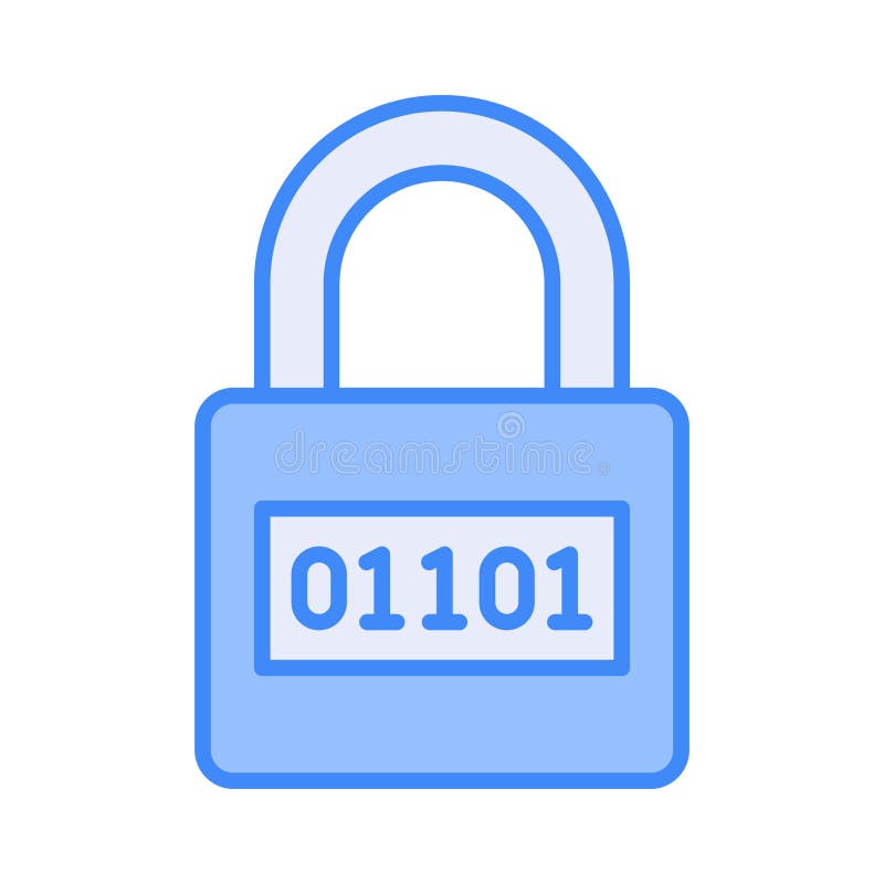 Binary Code On Padlock Modern Vector Of Digital Security Encryption Icon Stock Vector