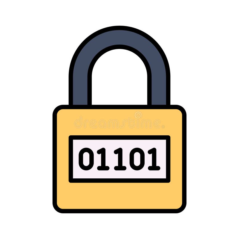 Binary Code On Padlock Modern Vector Of Digital Security Encryption
