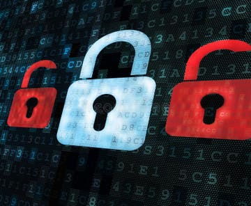 Binary code with padlocks stock illustration. Illustration of numbers ...