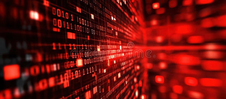 Binary Code Pattern in Red Tones on a Digital Background Stock ...