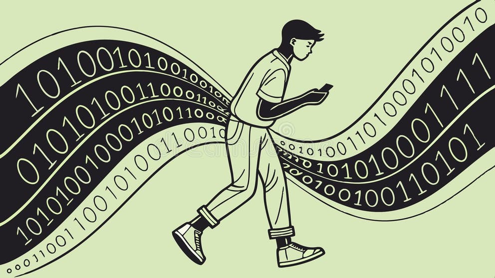 Binary Code Person, Technology and Digital Identity Illustration Vector ...