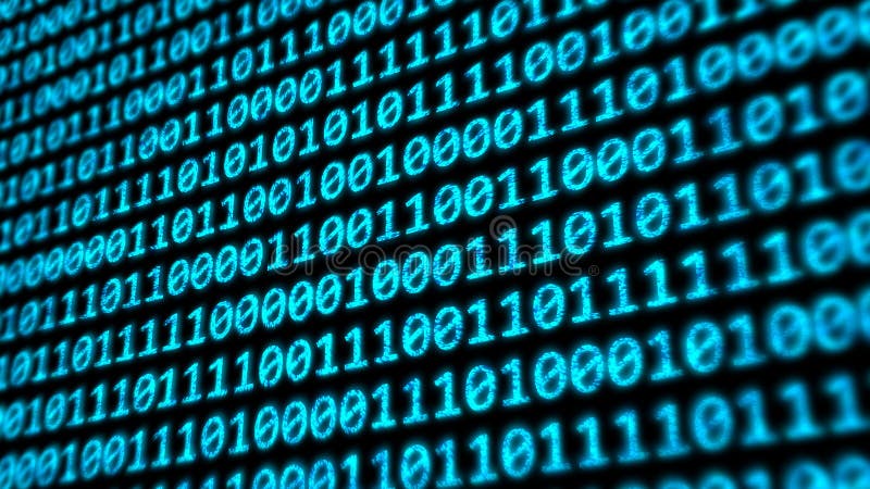 Binary Code Program Digits on Digital Computer Monitor Screen ...
