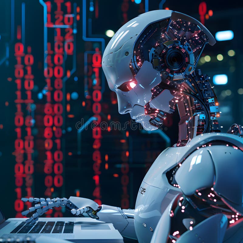 Binary Code Programming A Robot Stock Illustration Illustration Of Programming Algorithm