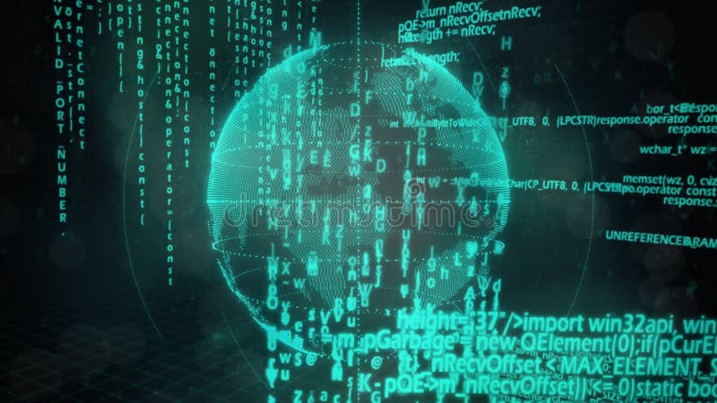 Binary Code and Programming Text Overlay Digital Globe with Green ... Binary Code and Programming Text Overlay Digital Globe with Green ...