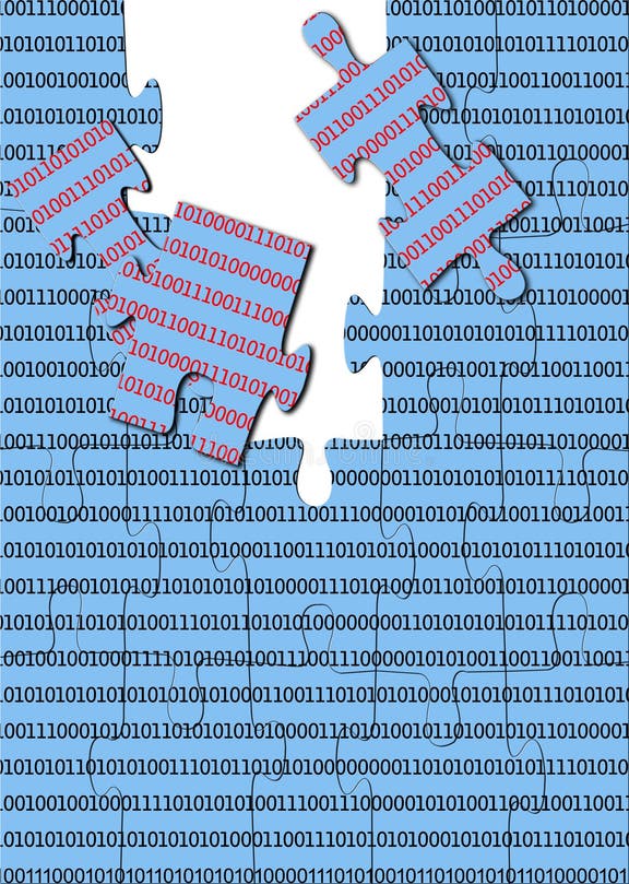 Binary code puzzle stock illustration. Illustration of zoom - 19510498