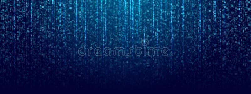 Binary Code Rain Background in Blue. Abstract Matrix Effect Stock ...