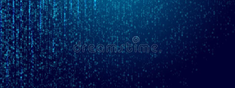 Binary Code Rain Background. Futuristic Matrix Style with Data Stream ...