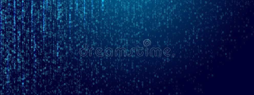 Binary Code Rain Background. Futuristic Matrix Style with Data Stream ...