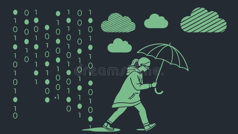 Binary Code Rain Digital Data Technology Information Vector Design Generative Ai Stock