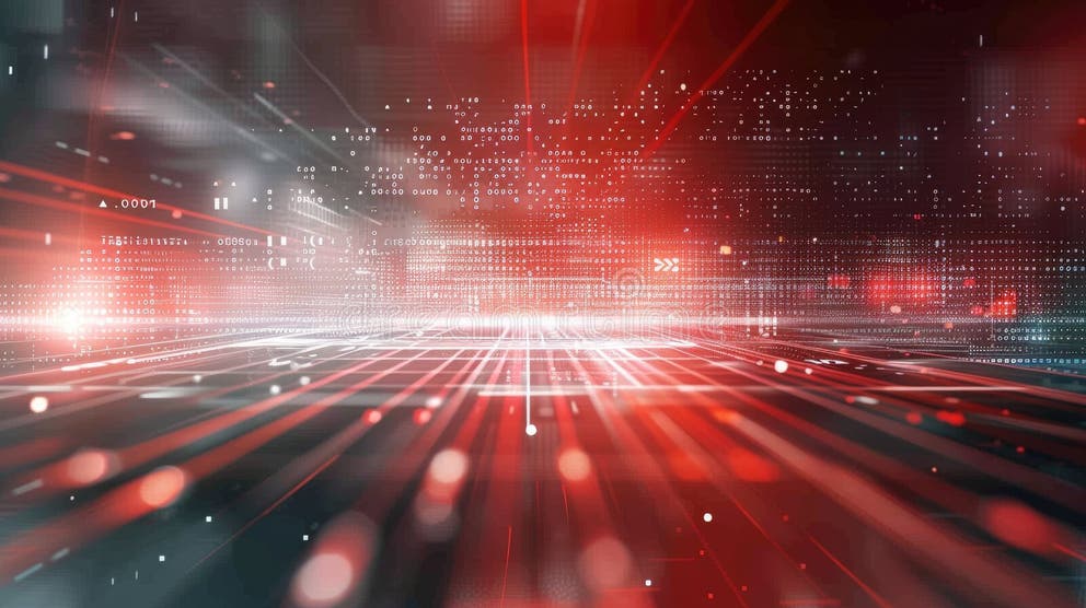 Binary Code on a Red Background with a Glowing Red Light in the Center. AIG51A Stock Photo ...