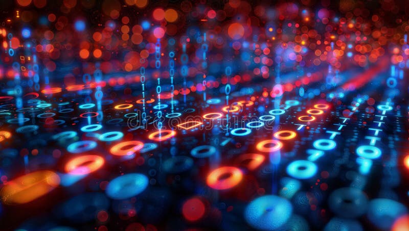 Binary Code in Red & Blue: Data Flow, Cybersecurity, Generative Ai ...