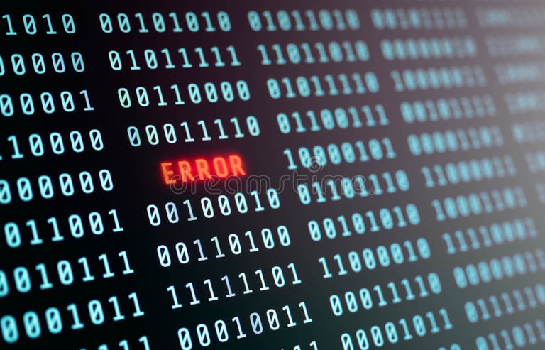 Binary Code with a Red ERROR Text in the Center, Representing System ...