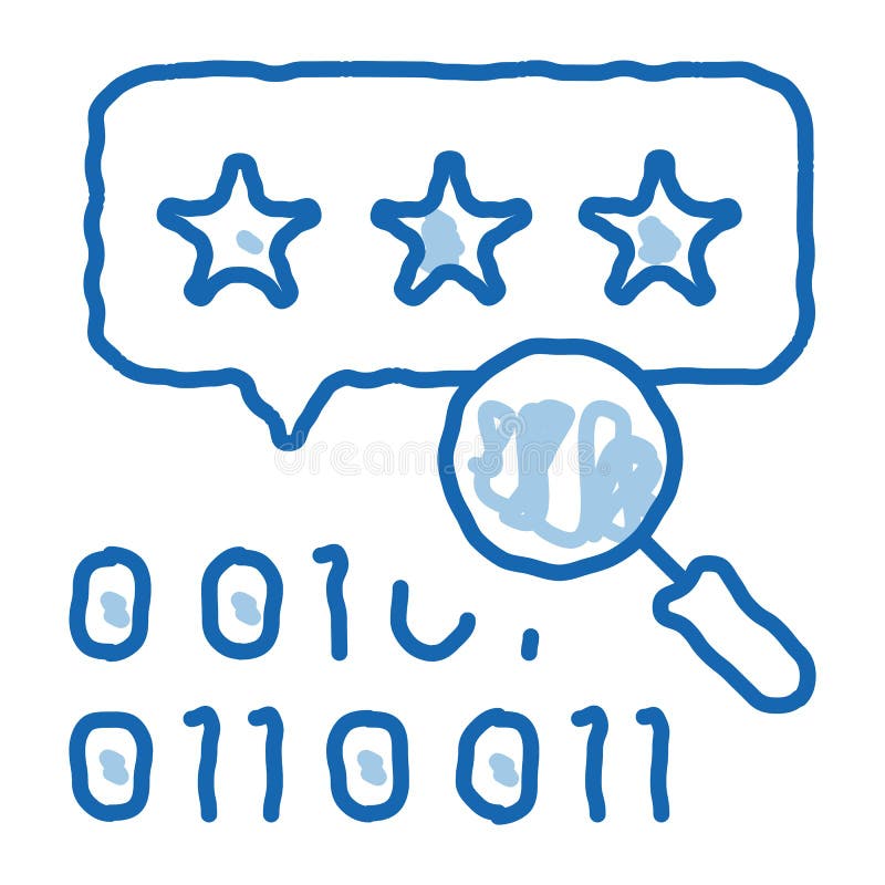 Binary Code Research and Assessment Doodle Icon Hand Drawn Illustration ...