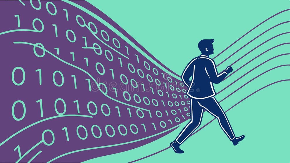 Binary Code Runner Silhouette, Digital Runner, Tech Runner, Coding Runner, Binary Code Vector ...